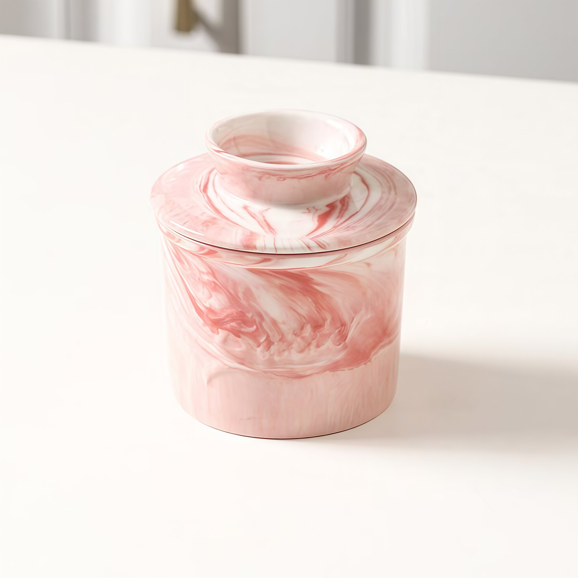 Масленка с водой для сливочного масла французская, Керамическая банка для масла с крышкой