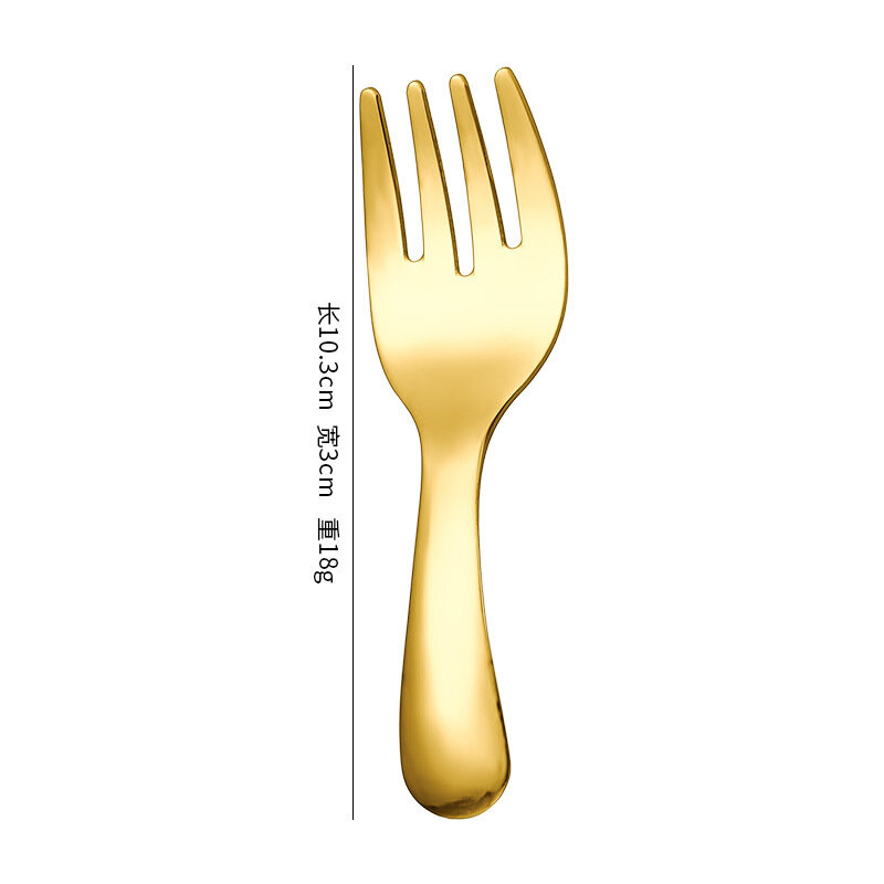 Золотистая короткоручковая детская вилка для кормления с мелкими зубчиками, для малышей 87 characters