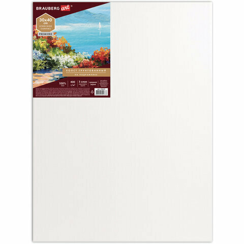 2 шт. Холст на подрамнике BRAUBERG ART PREMIERE, 30х40см, грунтованный, 100% лен, среднее зерно, 190639