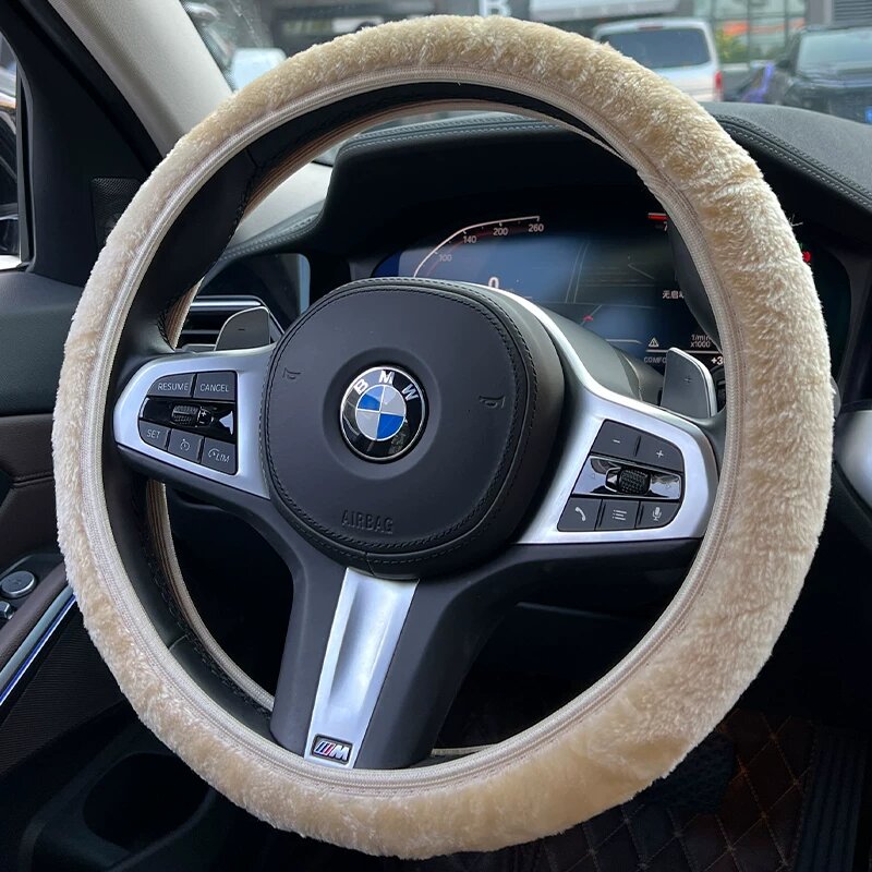 Чехол на руль автомобиля зимний из короткого плюша, новая модель 2025 года, теплый, с подогревом, нескользящий,