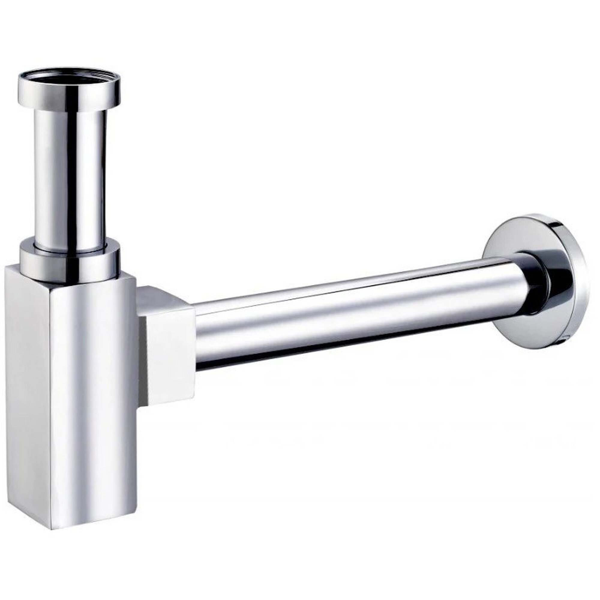 Сифон BelBagno BB-SMQ2-01, для раковины, трубный, плоский, серебристый, хром