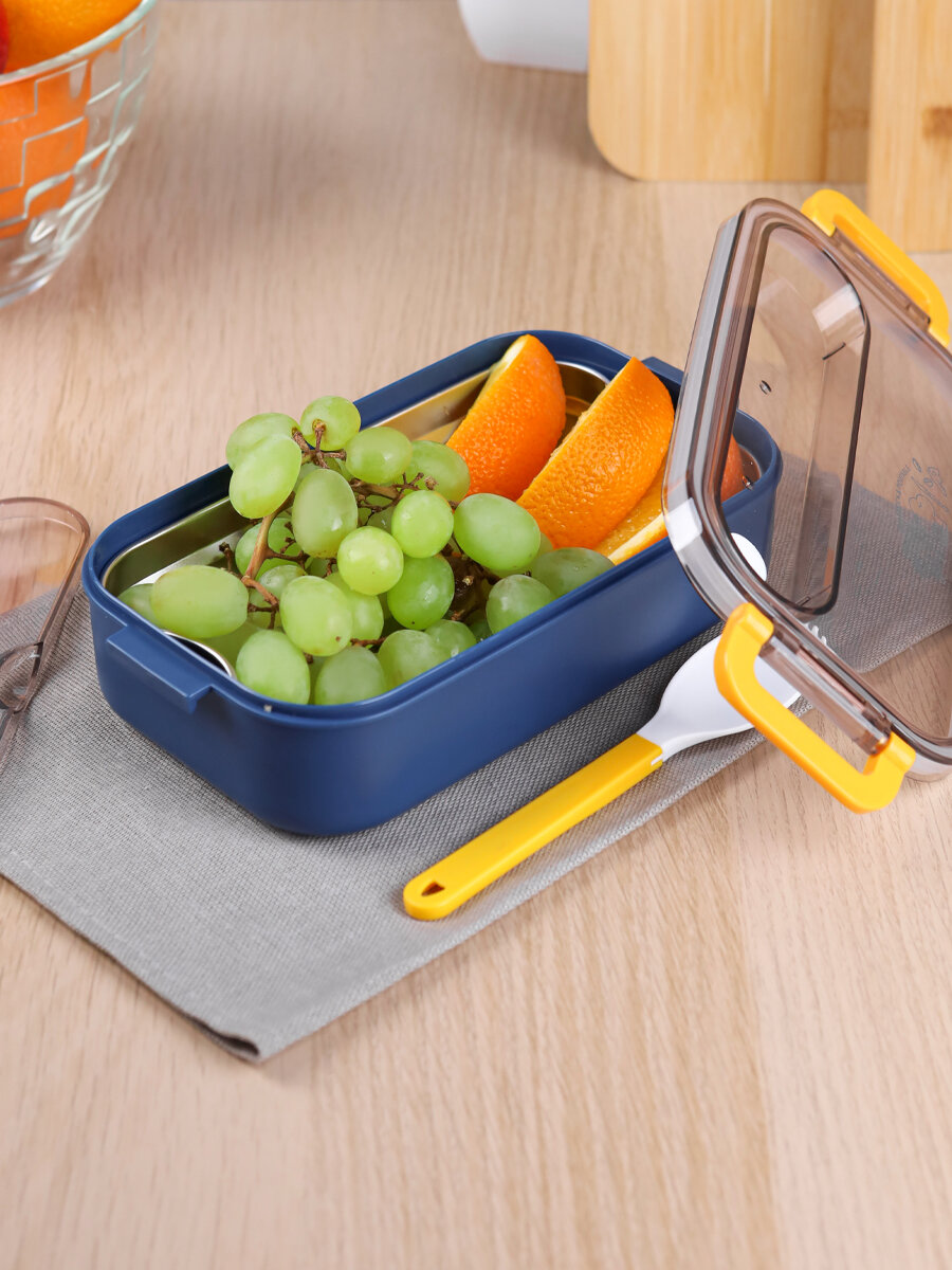 Ланч-бокс с одним отделением и прибором (вилка) "Перекус" (в ассортименте), 700 мл ЛБ-2574