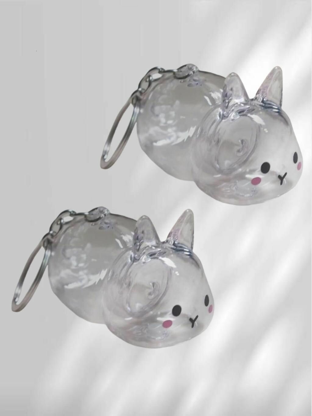 Ключница в виде кролика с шерстью, - 2шт румяный кролик