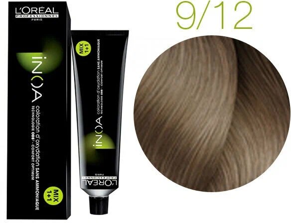 Краска для волос L'OREAL Professionelle иноа 9.12 блондин пепельно-перламутровый 60мл