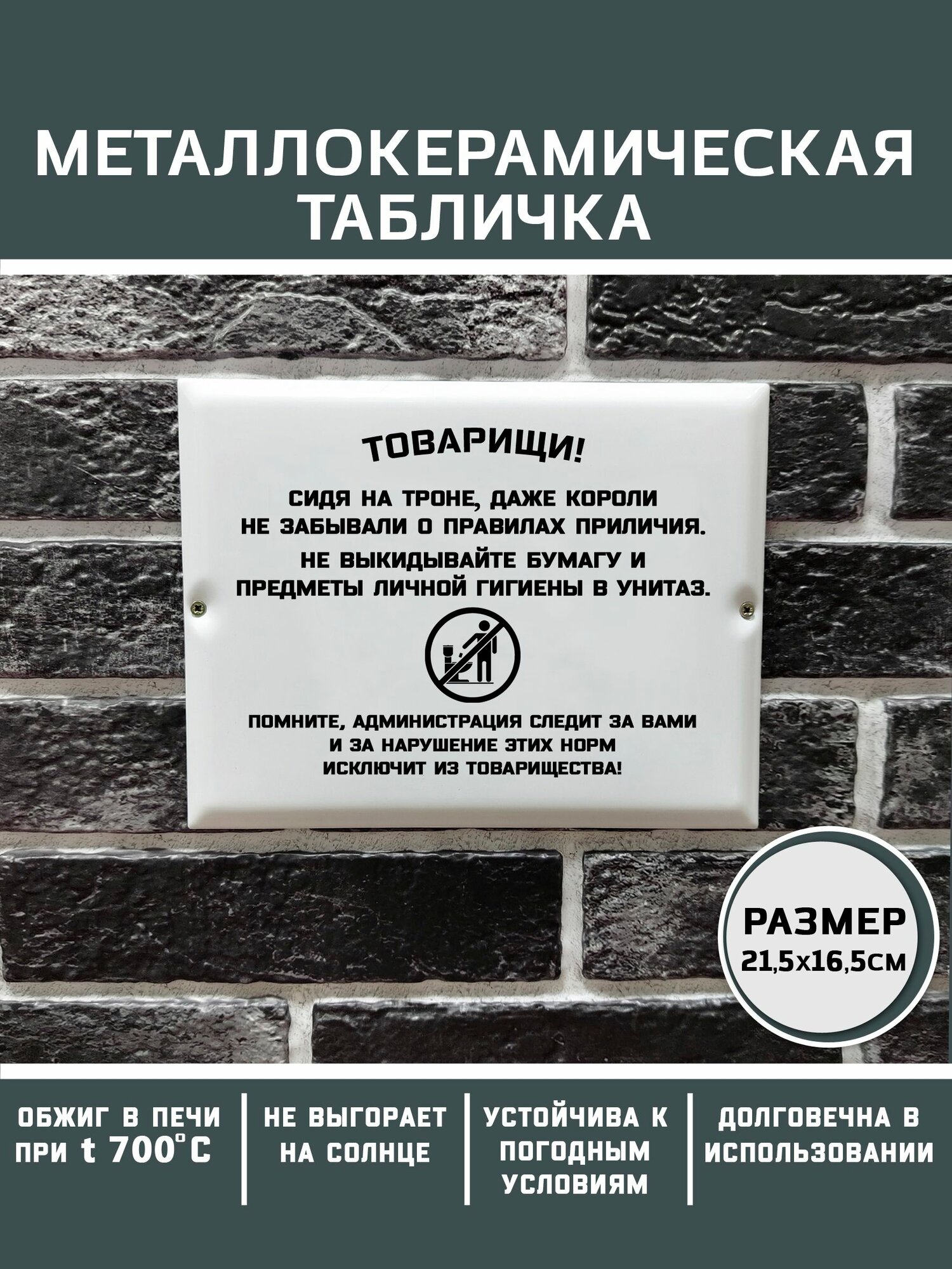 Металлическая табличка в стиле Лофт, СССР Товарищи сидя на троне даже короли