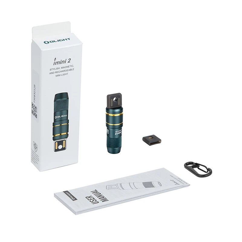 OLIGHT imini 2 Портативный фонарик с 50 люменами и USB-зарядкой, ключ-браслет в цвете азурного синего - компактный