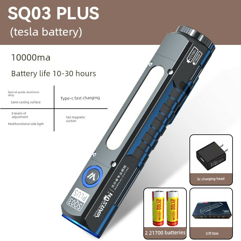 Wolfsen SQ03 Batareya Tesla s 3C Zaryadnym Ustroystvom Ultra-Yarkaya Magnitnaya Ruchnaya Fona Dlya Domashnego