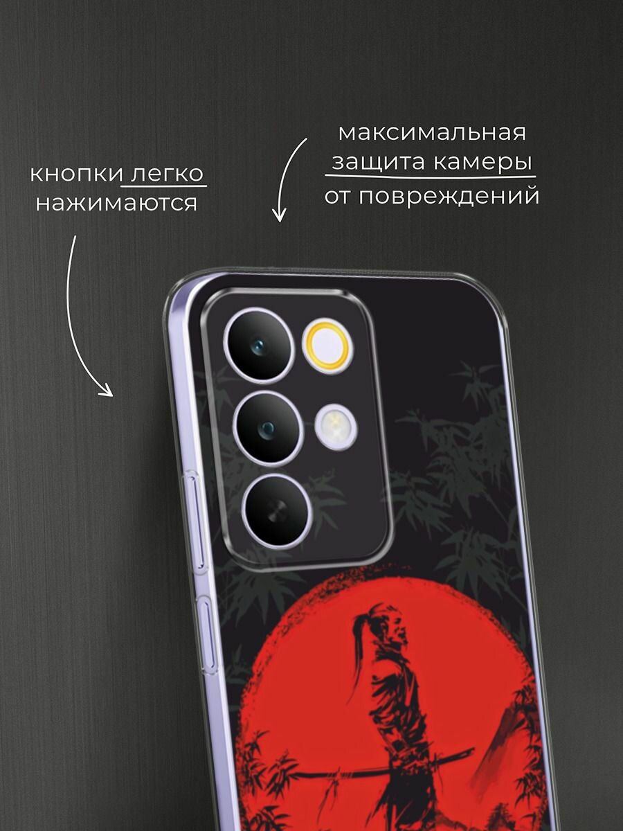 Чехол на Realme C85 / Реалми C85 с принтом Самурай на красном фоне — фото 1