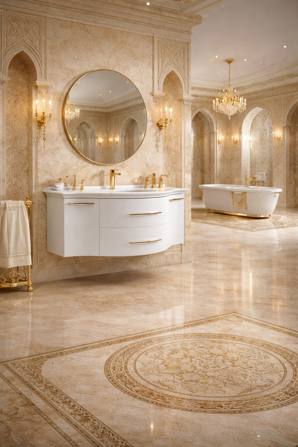 Комплект тумба с раковиной Belux Версаль, 150см, белая, подвесная, ручки золото