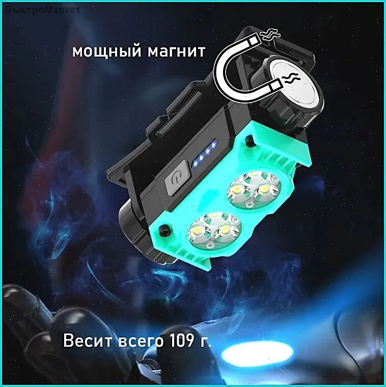 Фонарь-прожектор Налобный мощный светодиодный LED HEADLIGHT для охоты, рыбалки, кемпинга, походов, дома, дачи — фото 1