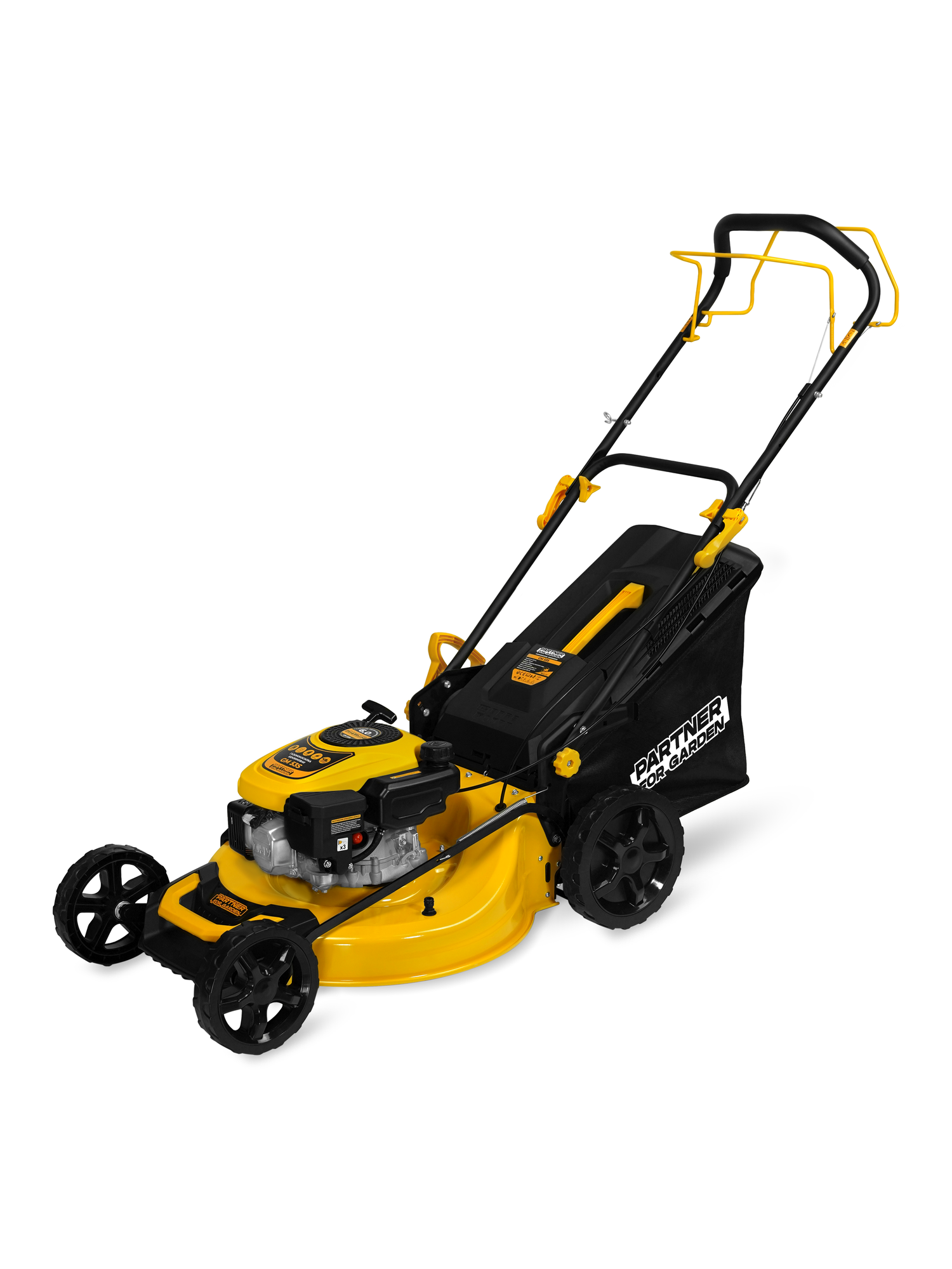 Газонокосилка бензиновая самоходная Partner for Garden GM-53S ( 6л. с, 2800-3200 об/мин, 25-75мм высота скашивания, 530мм ширина скашивания )