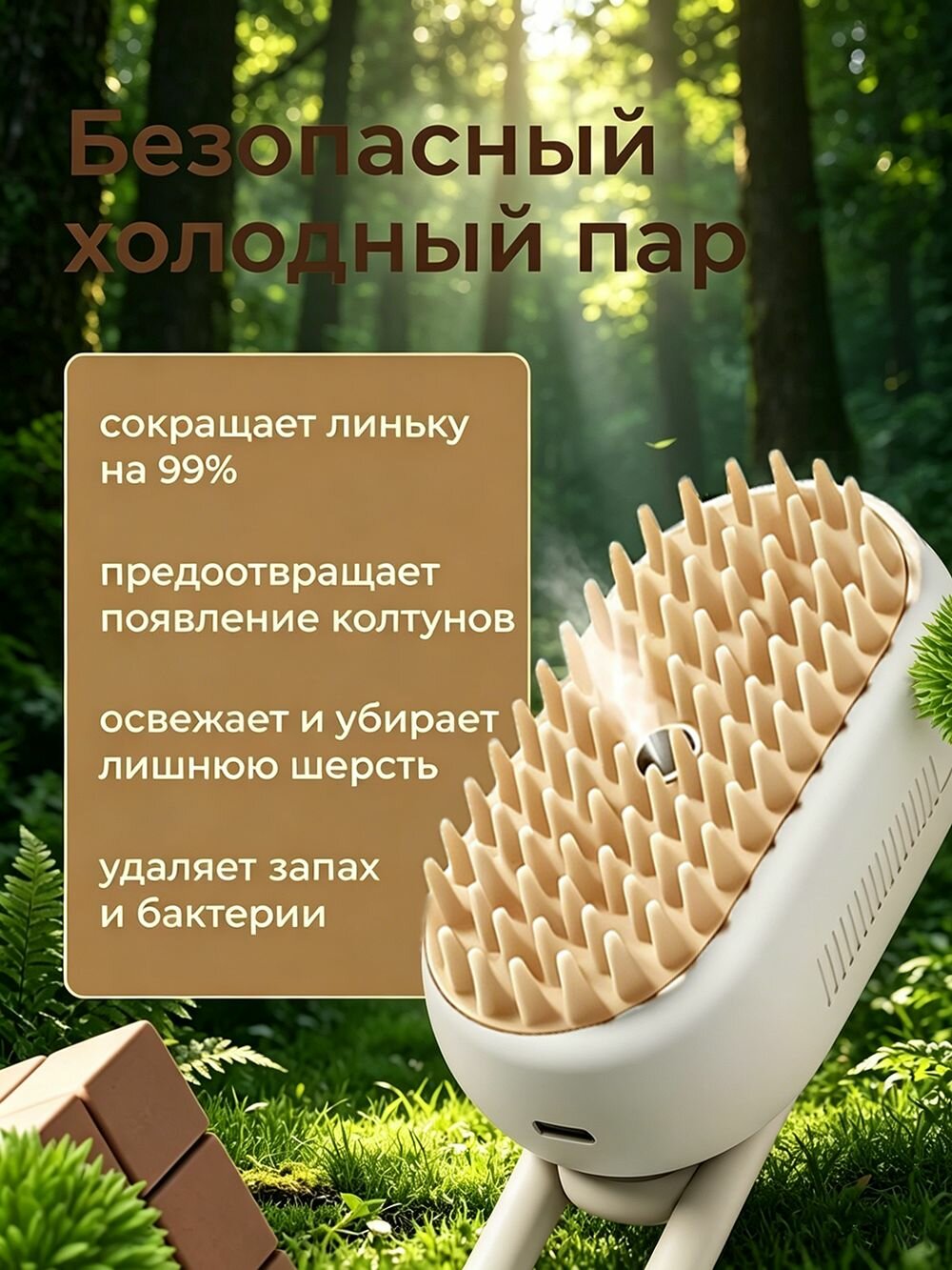 Паровая щетка для кошек, чесалка,3 в 1, расческа для животных с паром и массажем