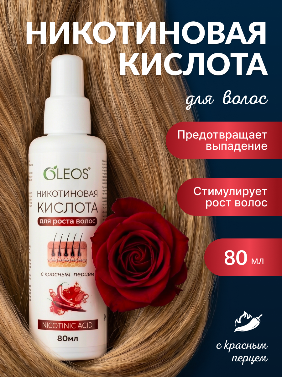 Никотиновая кислота для роста волос с красным перцем , 80 мл