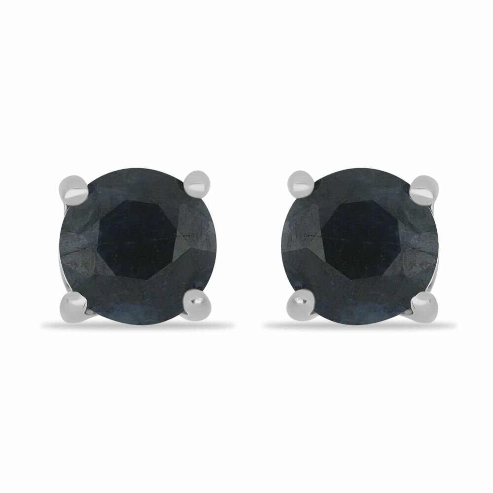 Серьги пусеты, серебро, 925 проба, родирование, сапфир