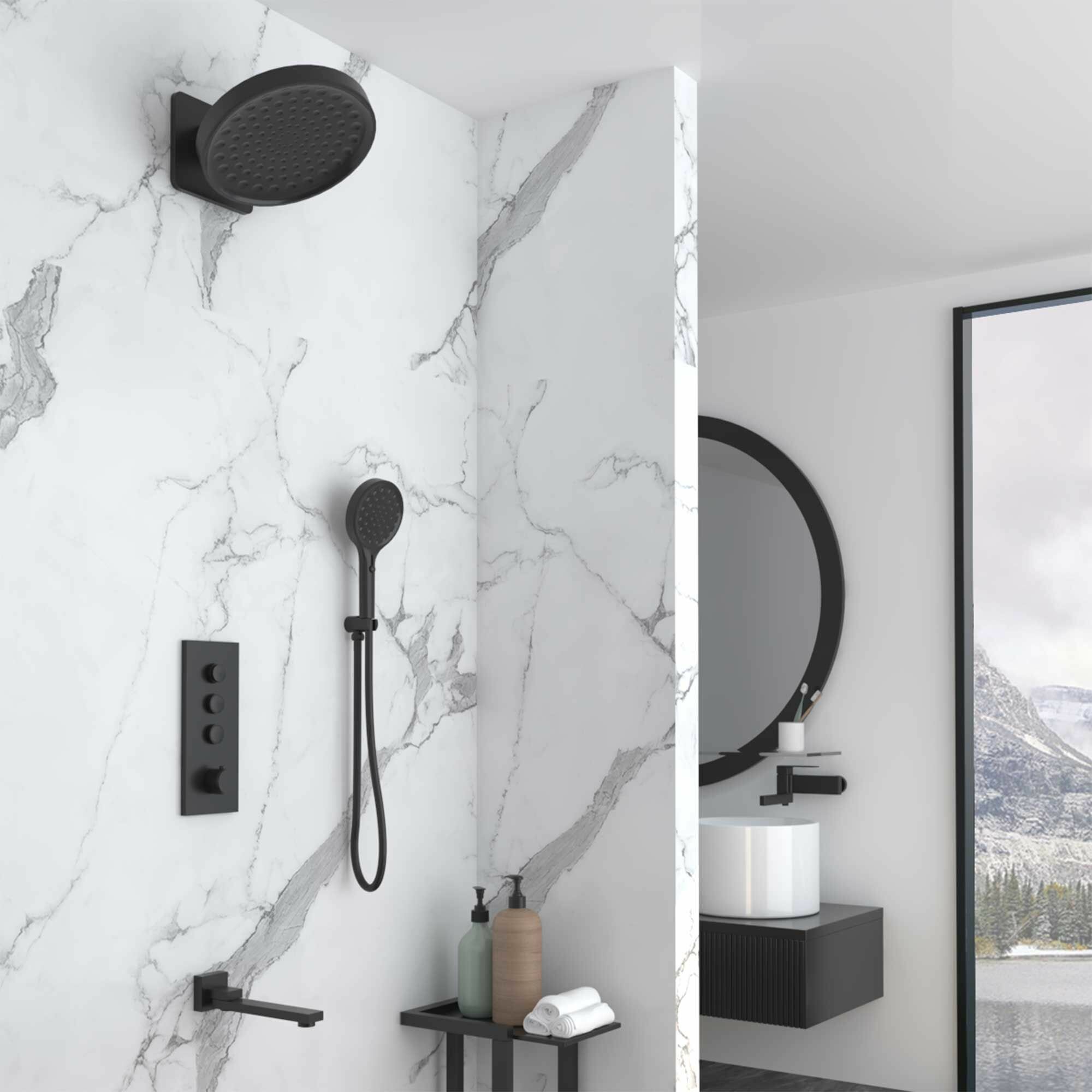 Душевой комплект Vincea VSFW-433TI3MB встраиваемый, термостатический, трехрежимный, черный