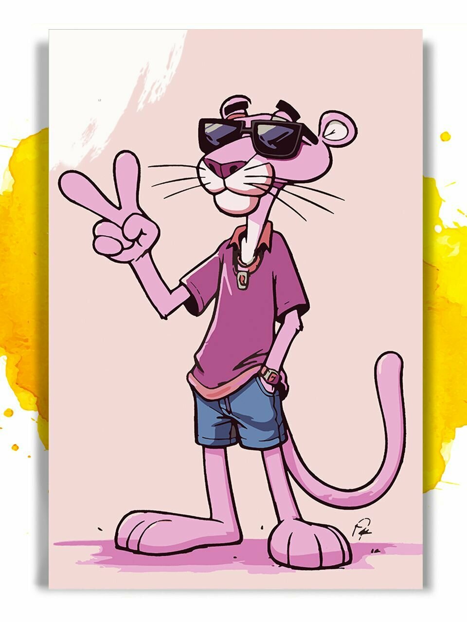 Картина по номерам на холсте Розовая Пантера - Пис, 40 х 60 см