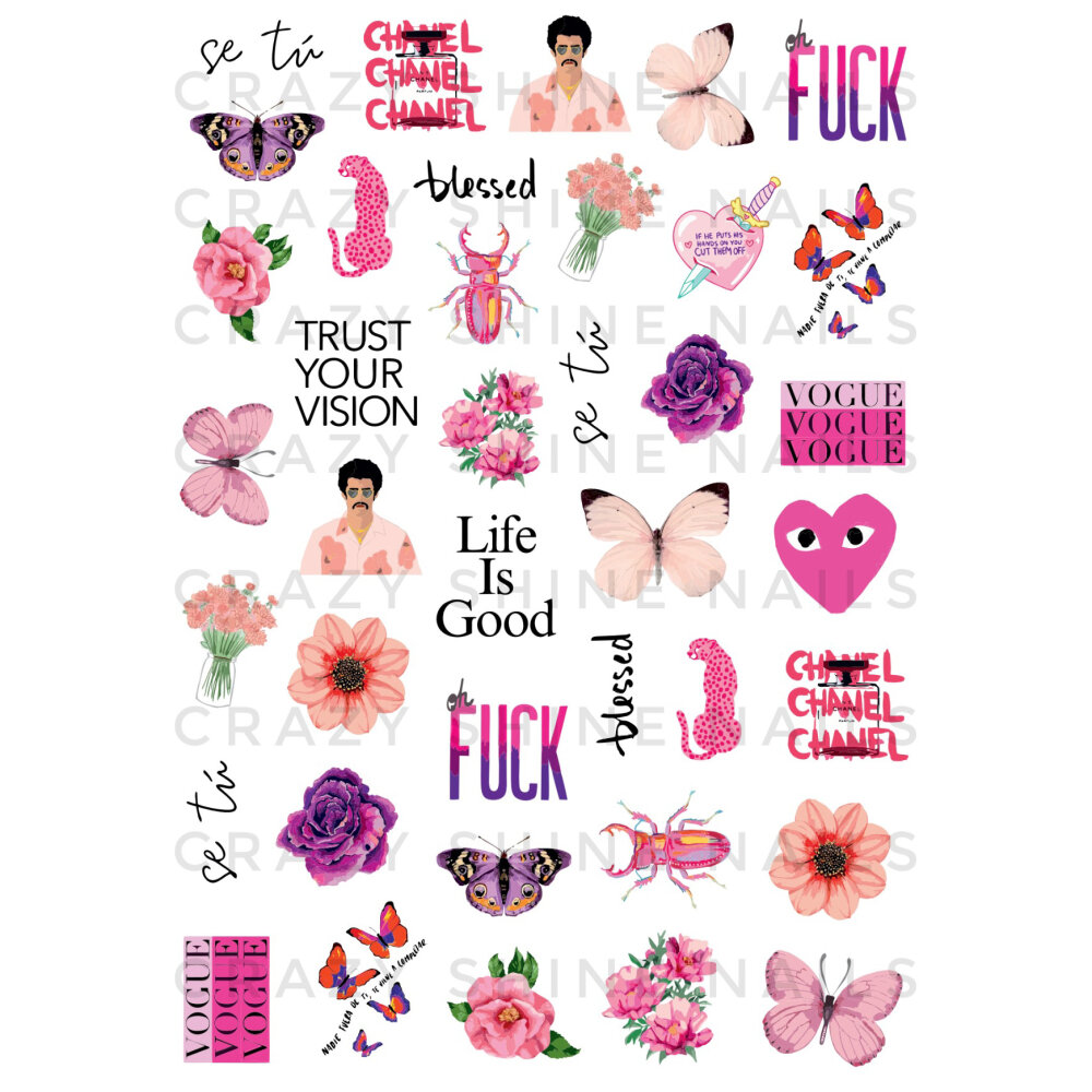 Слайдер-дизайн Crazy Shine Nails mini №1163 Розовая мода