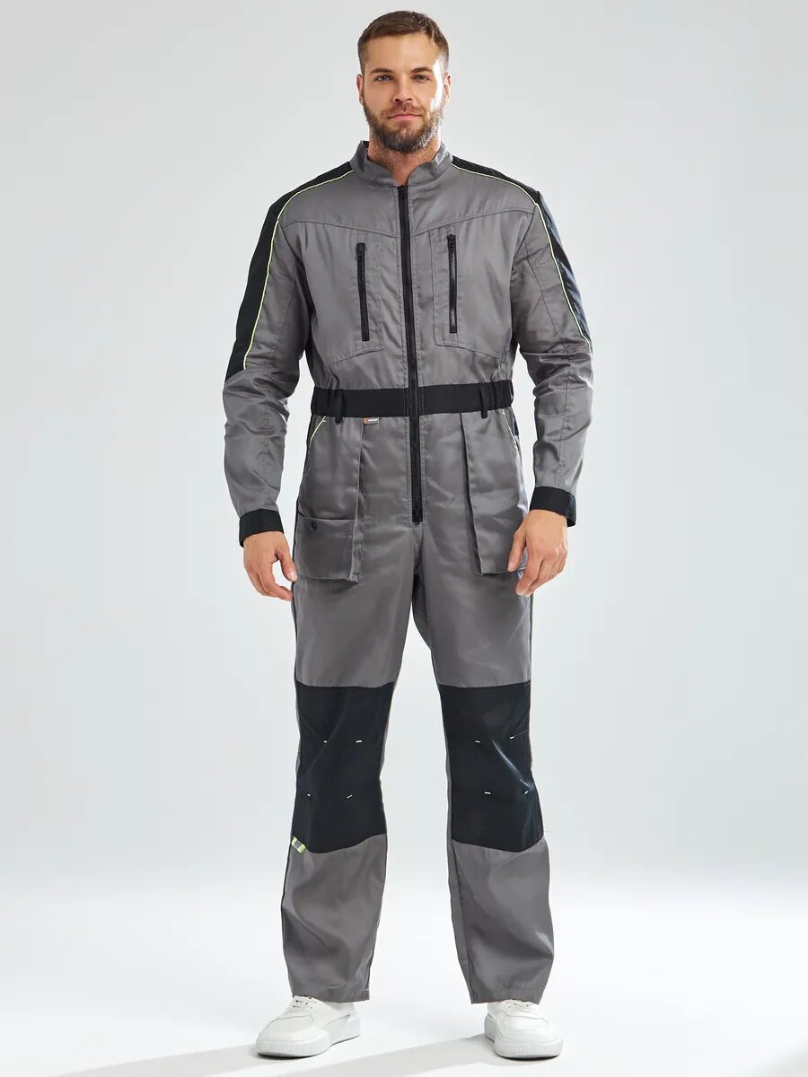 Спецодежда мужская, комбинезон рабочий мужской, серый, размер 52-54, рост 170-176
