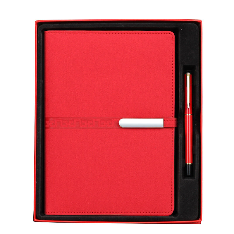 Подарочный блокнот, с блоком питания и записными книжками, красный, 2 части