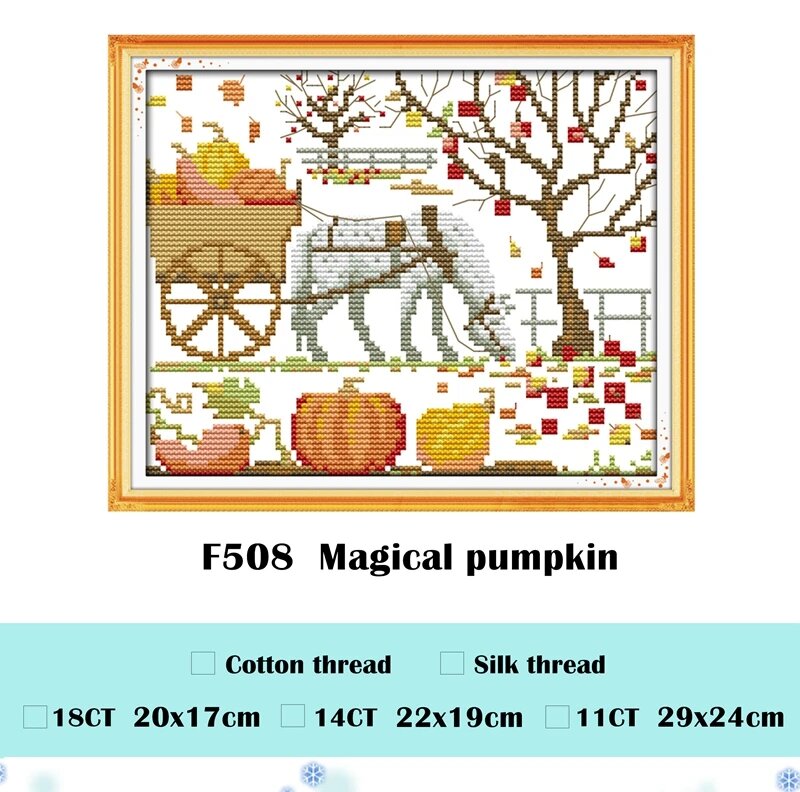Набор для вышивки крестом "Тыква", хлопок, шелк, Aida 18/14/11 карат Silk thread, 14ct print canvas