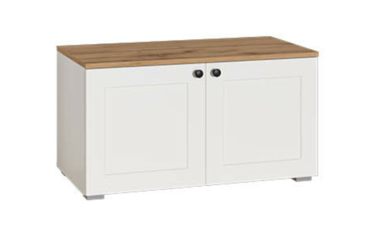 Тумба для обуви Остин 13.257 цвет белый шагрень/дуб крафт золотой, ШхГхВ 80х41,9х43,7 см.