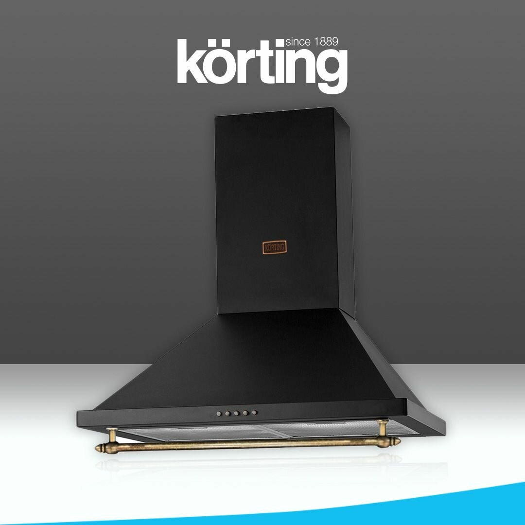 Купольная вытяжка Korting KHC 6750 RN ширина 60 см, производительность 750 м3/ч, 3 скорости, матовый черный