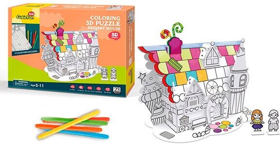 Пазлы Cubic Fun P688h Кубик фан Пазл-раскраска Десертный домик (5 фломастеров в комплекте)