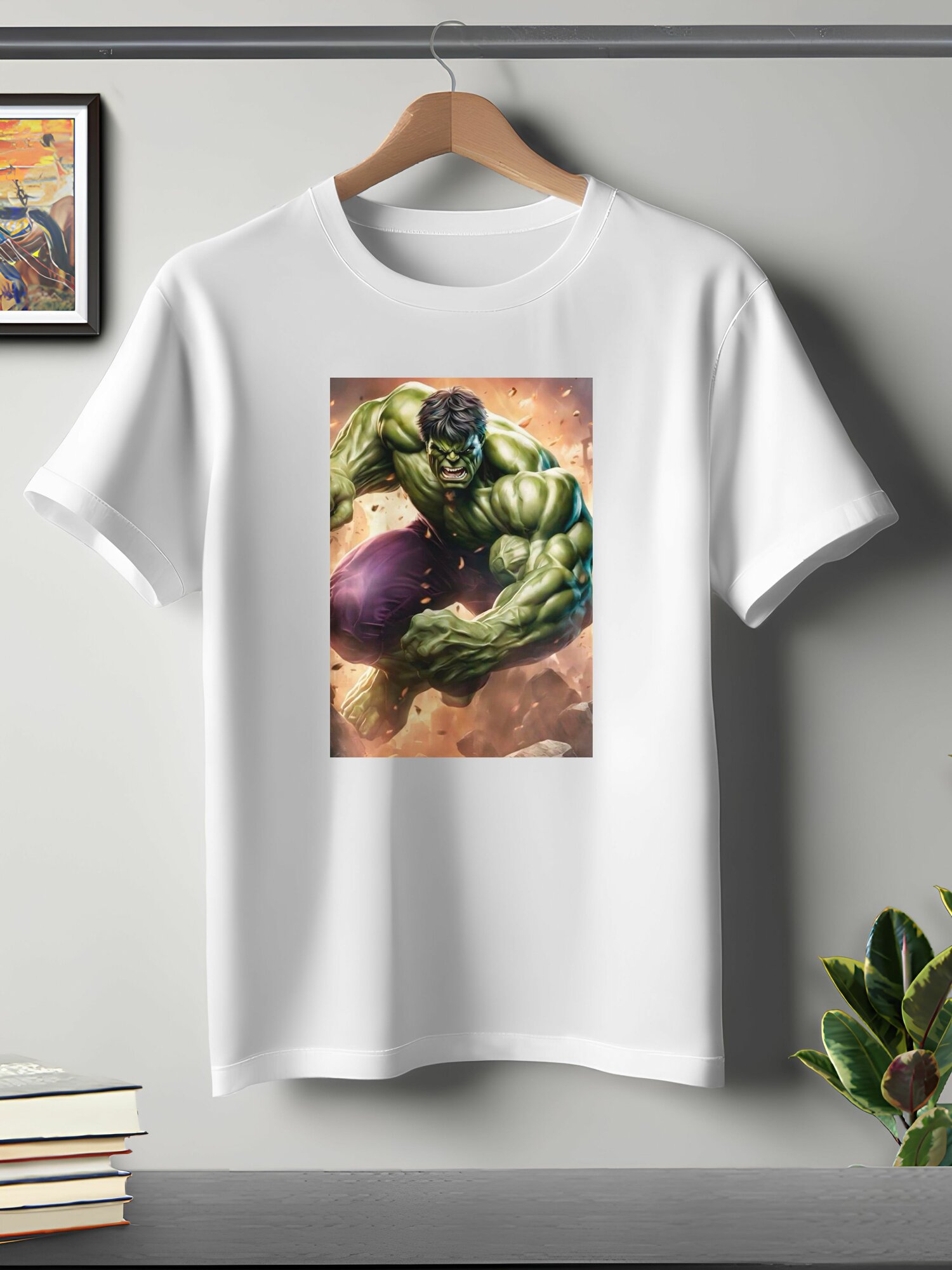 Футболка  Детская ONEQ 116 (6-7) размер с принтом Халк, белая