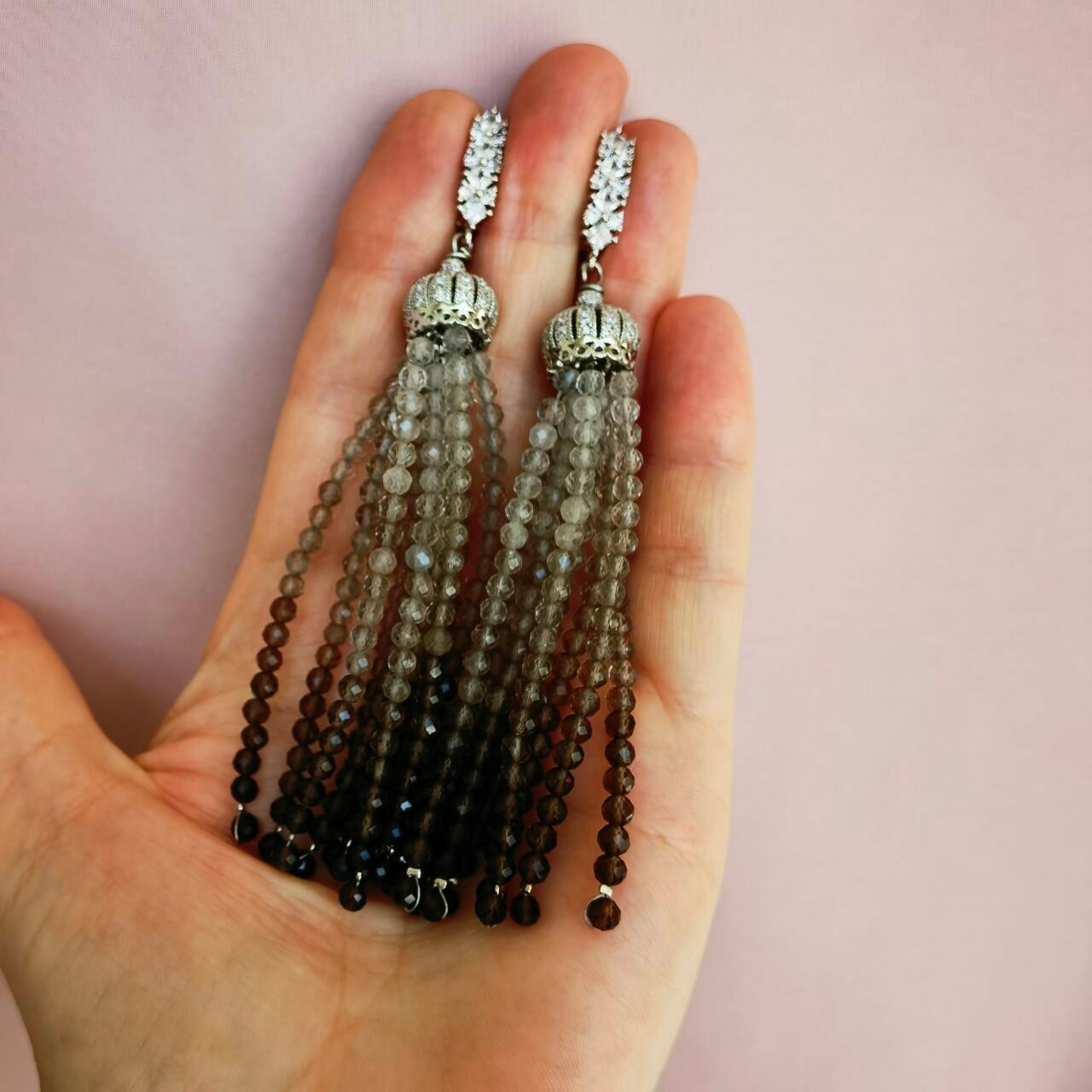 Серьги, раухтопаз