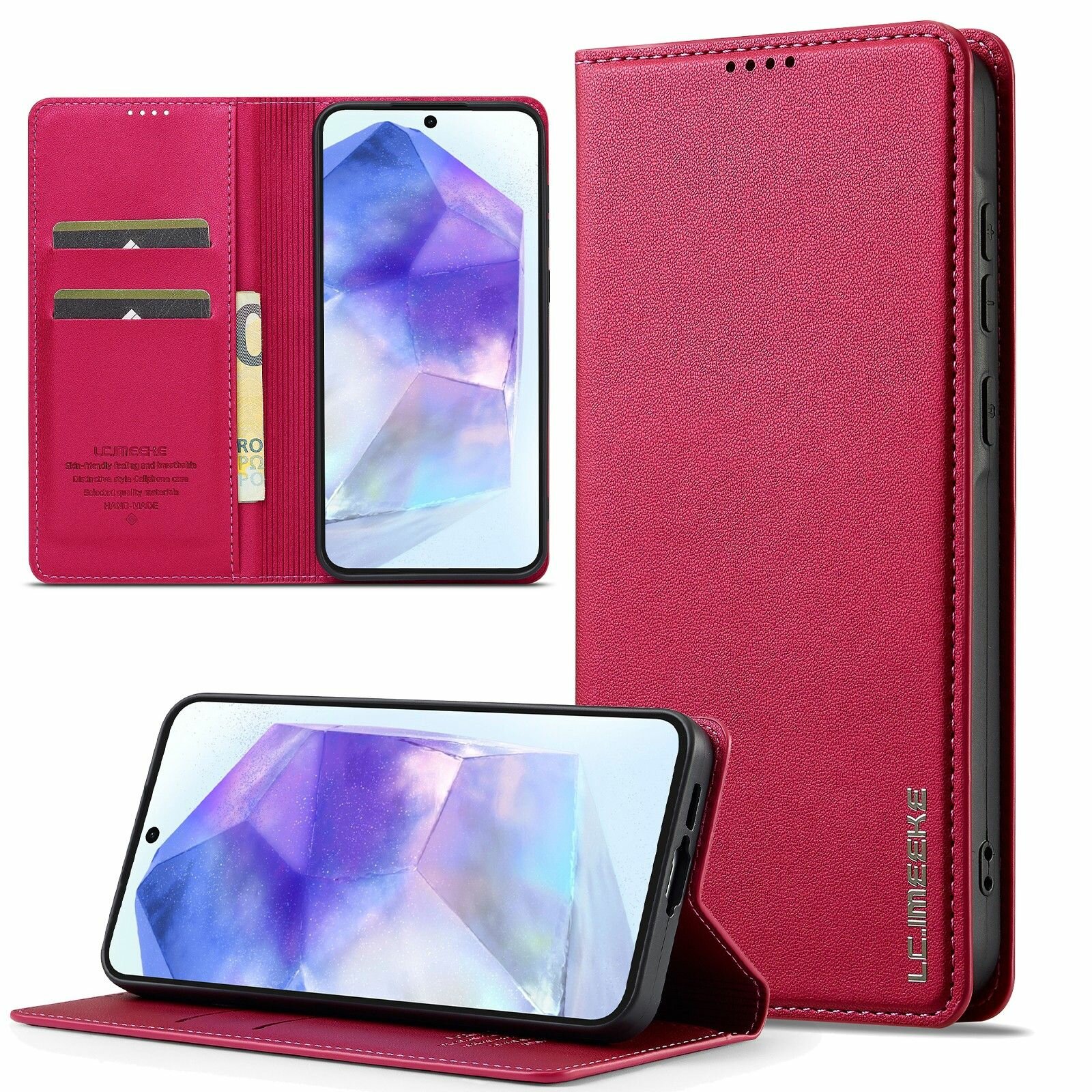 Подходит для Samsung Galaxy A55 5G / Самсунг Галакси А55 5G , чехол Кожаный , Магнитные пряжки, кронштейны, Новый продукт