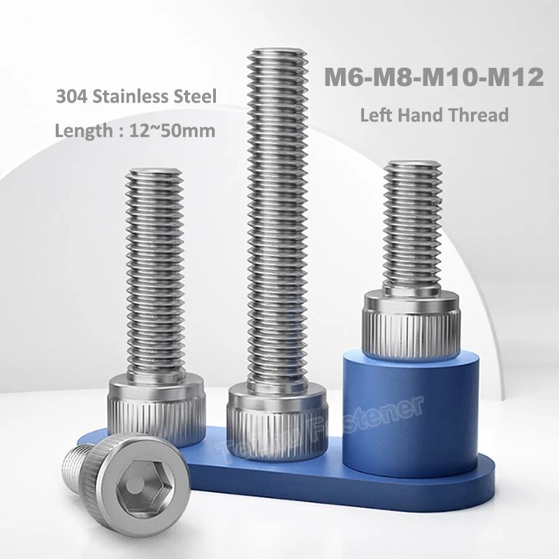 1 шт. левая резьба М6, М8, М10, М12, шестигранная Шестигранная головка из нержавеющей стали, фотометрические винты 304