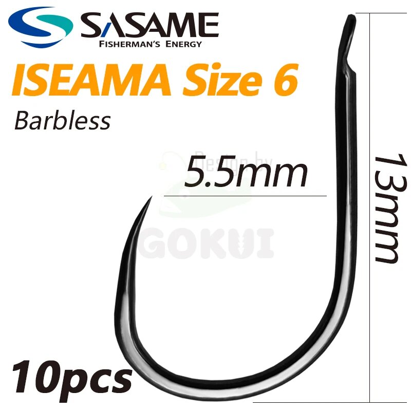 SASAME Рыболовный крючок для карпа Iseama из высокоуглеродистой стали Белый, Size 6 10pcs