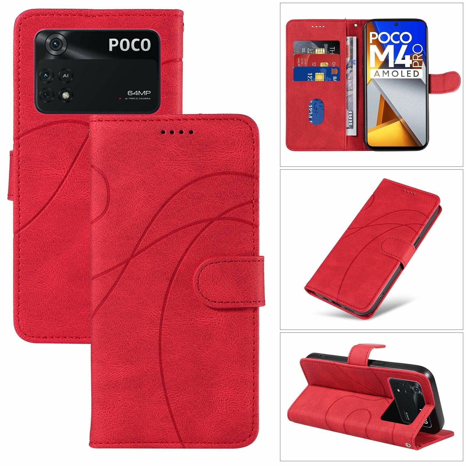 YIKATU Чехол-книжка для Xiaomi poco M4 Pro 4G (Сяоми Поко M4Про 4Джи) кожаный чехол с магнитной застежкой и слотом для карт и ремешком на руку