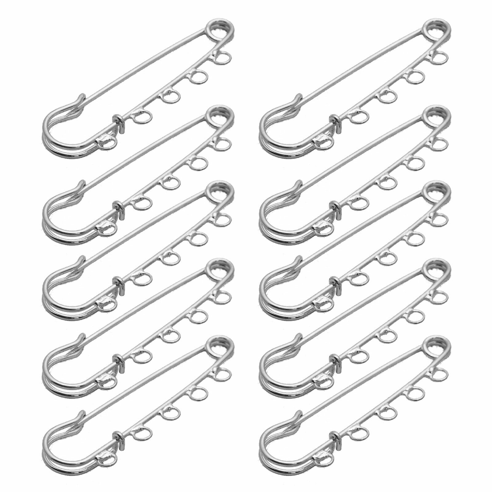 Аксессуары для броши с приваренной булавкой в виде 5 кругов, 10 шт.-серебристый