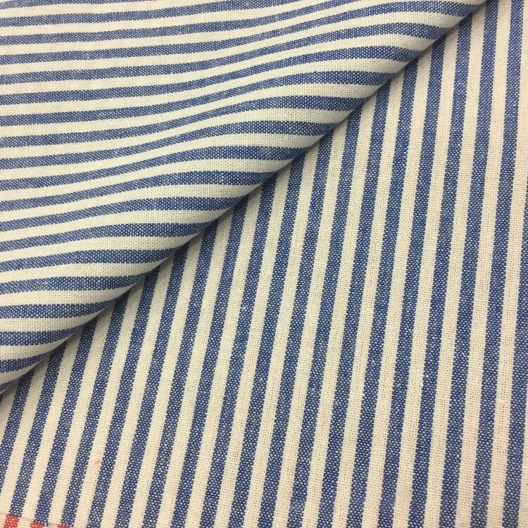 Ярго полосатая хлопковая льняная ткань blue2