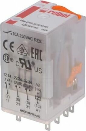 Реле RELPOL R3N-2013-23-5230-WT Реле: электромагнитное 3PDT Uобмотки: 230ВAC 10A/250ВAC 20А 1шт