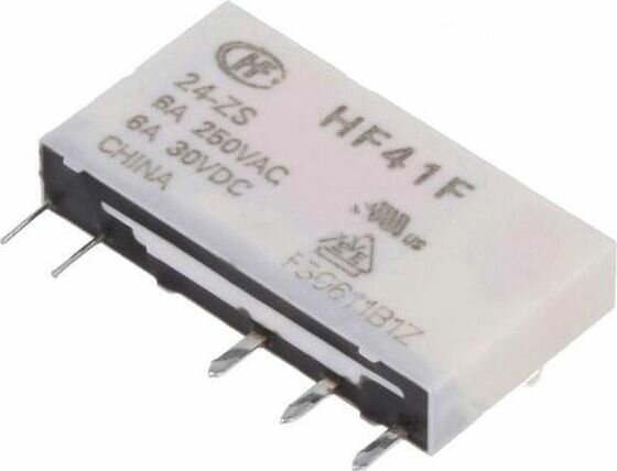 Реле HONGFA HF41F/24-ZS Реле: электромагнитное SPDT Uобмотки: 24ВDC 6A/250ВAC 6A/30ВDC 1шт