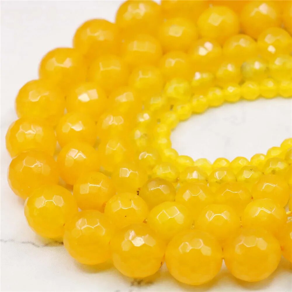Ювелирные бусины из желтого халцедона YOUCAIHUA JEWELRY 4-12 мм