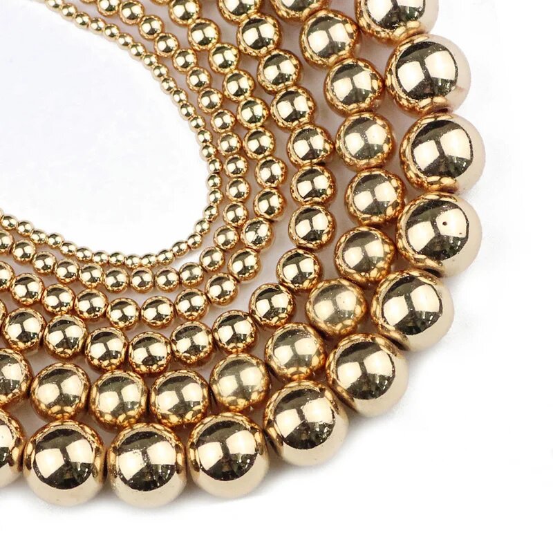 Бусины YHBZRET из гематита 2/3/4/6/8/10 мм 14-золотого цвета 4mm 100pcs