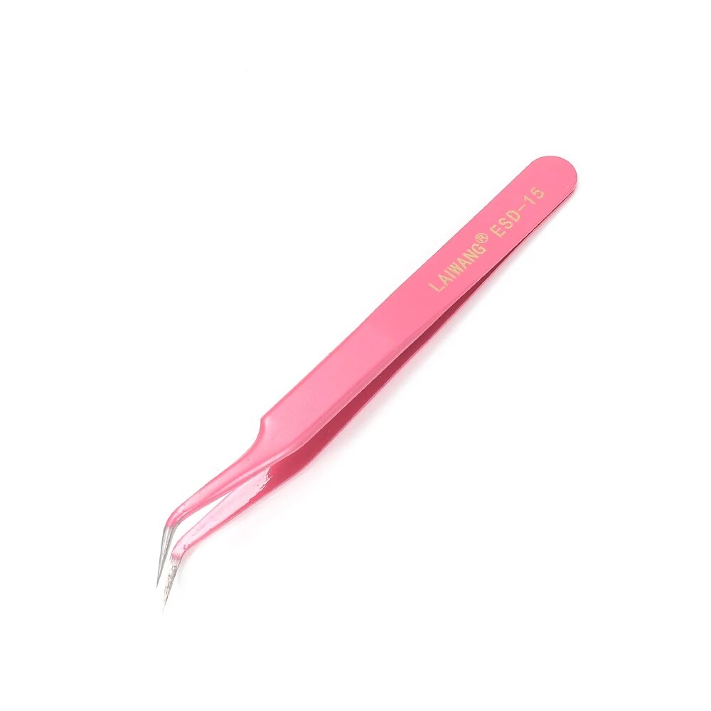 Пинцет для наращивания ресниц LAIBANG E3D-15, розовый, 12.3cm