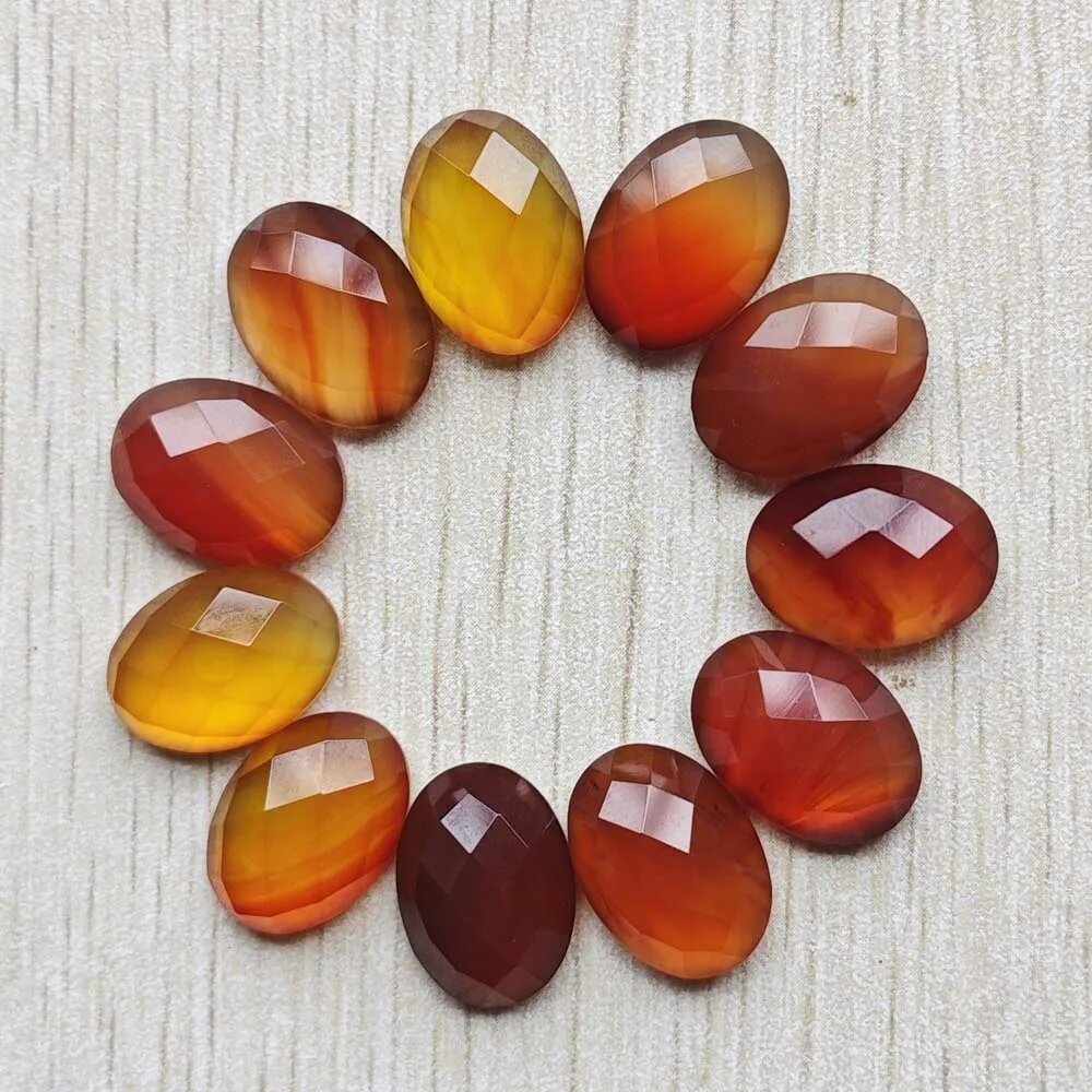 Натуральный красный оникс, овальные кабошоны, 12 шт, 13x18 мм