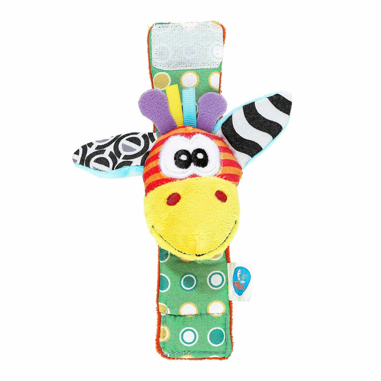 Погремушка для новорожденного 0+ пищалка Зебра с повязкой на руку Умка