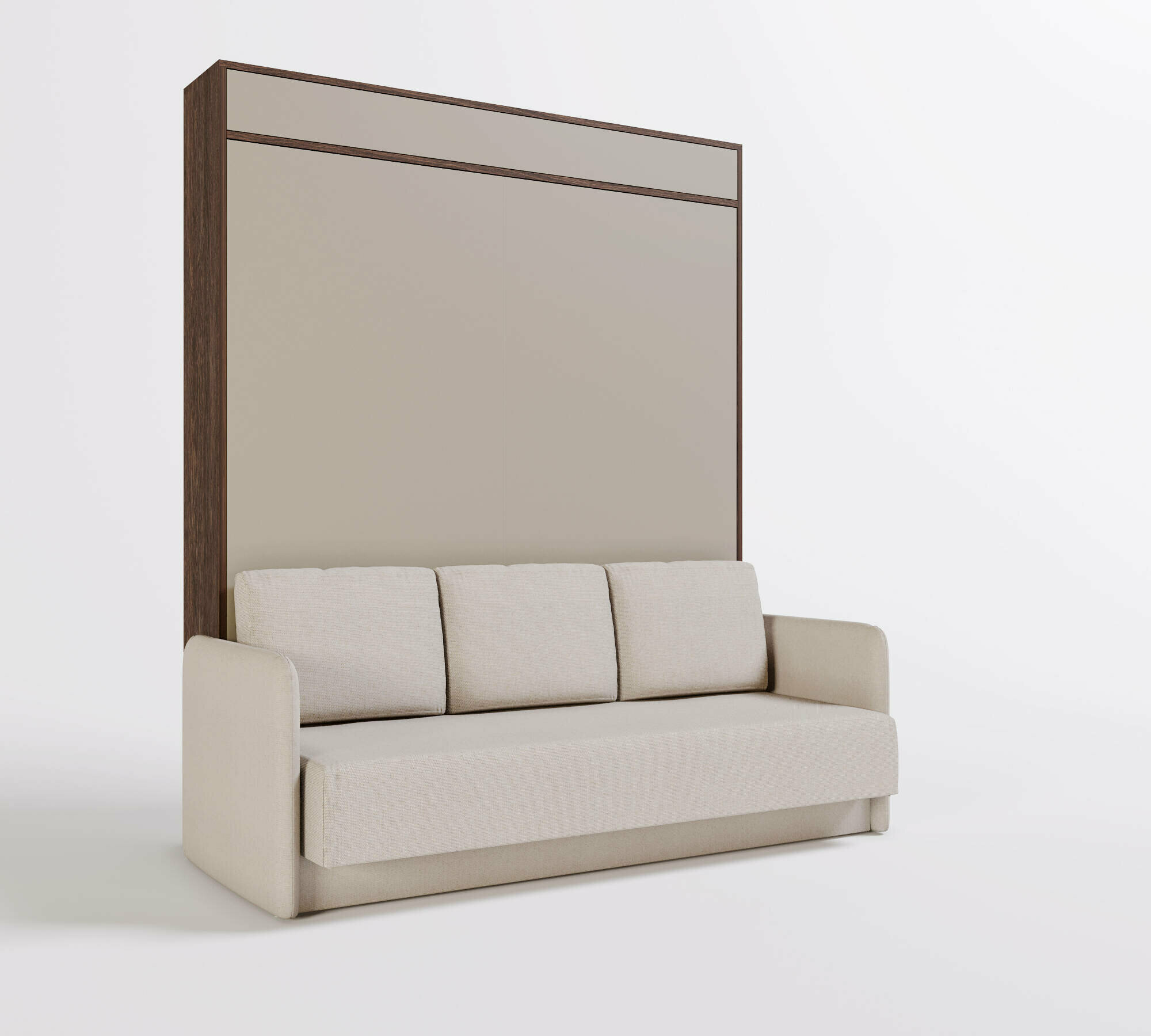 Шкаф кровать-трансформер с диваном Летто Пуф 1800 с антресолью, узкими подлокотниками и нижней планкой Лайт Космо