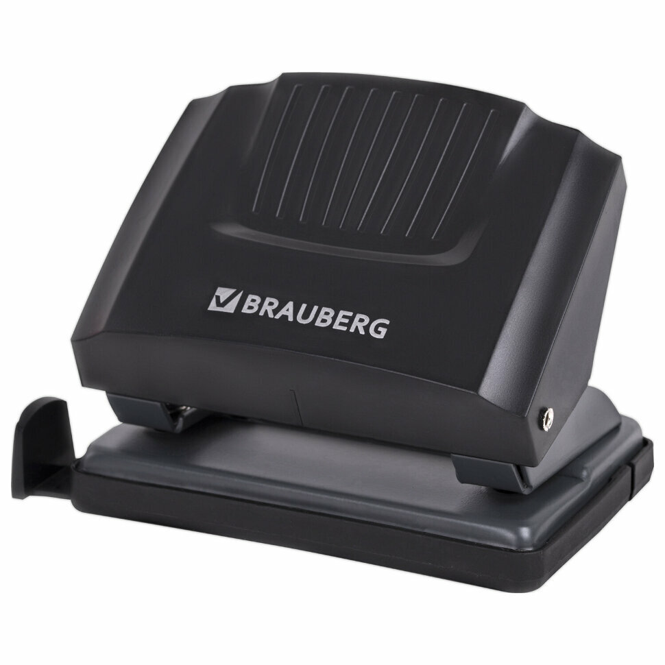 Дырокол BRAUBERG "SUPER", до 20 листов, черный, 272742, 272742