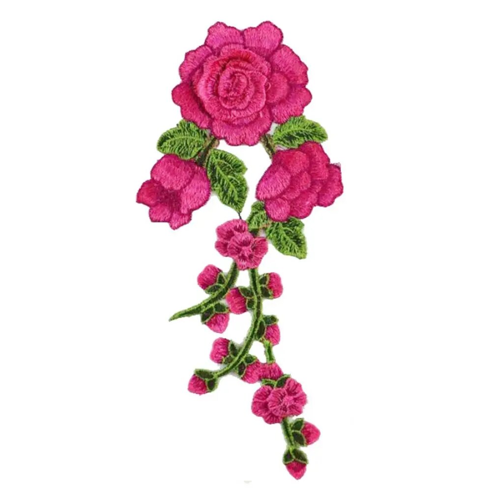 Розовые вышитые нашивки с цветами, Rose Red