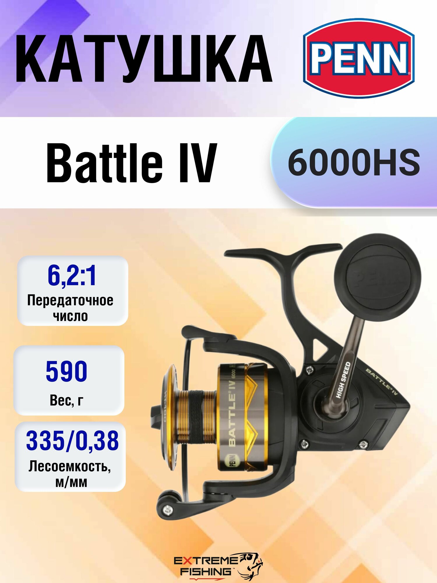 Катушка спиннинговая Penn Battle IV 6000HS Spin Reel