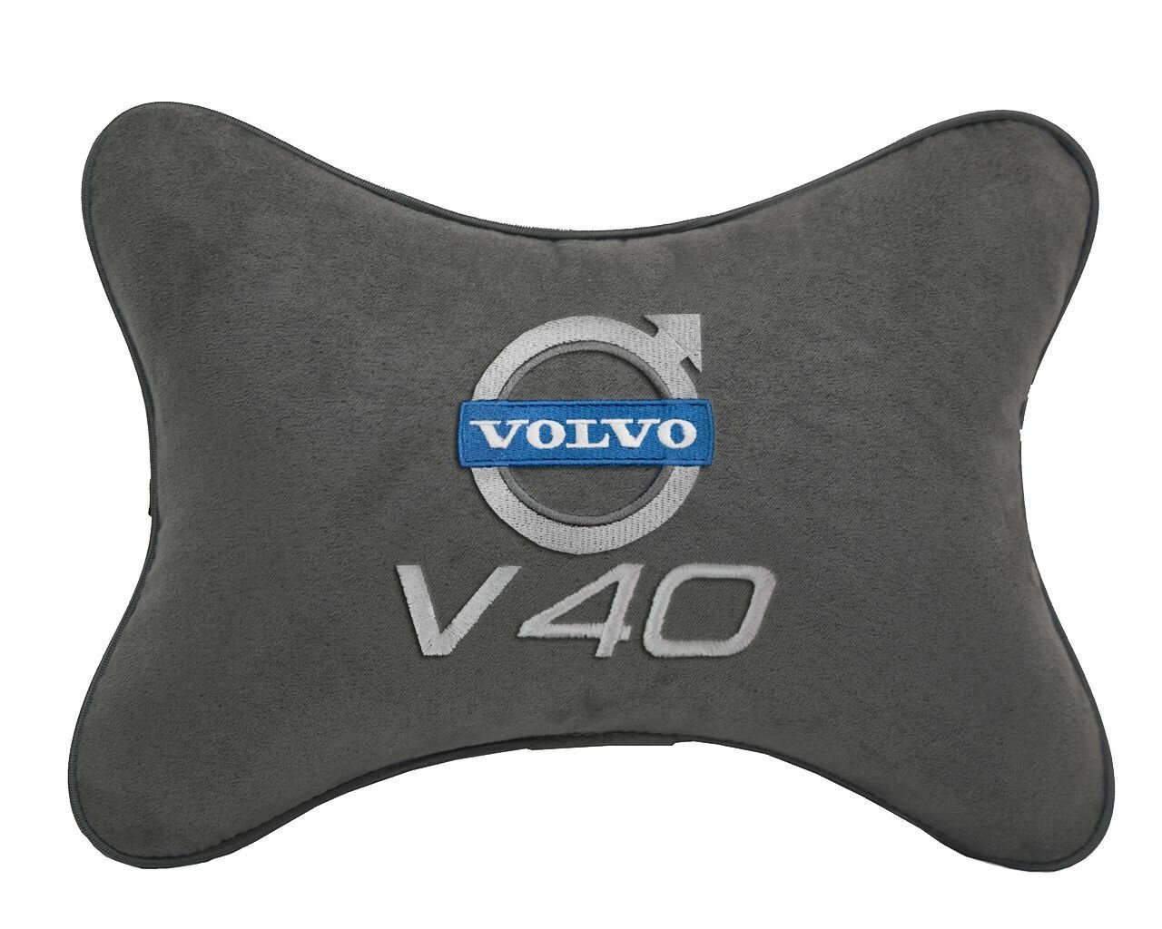 Подушка на подголовник автомобильная темно-серая алькантара VOLVO V40