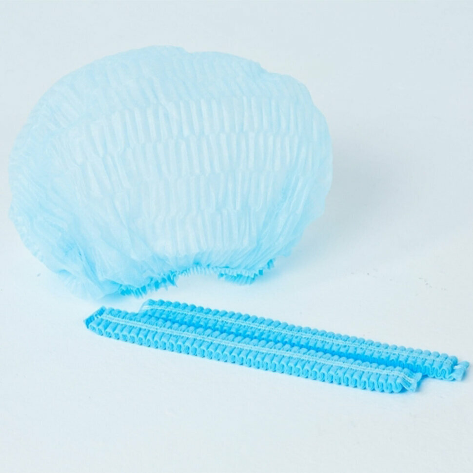 Шапочка "Шарлотта" голубая, комплект 100 шт, спанбонд 10 г/м2, медсервис, 10 штук, 631259