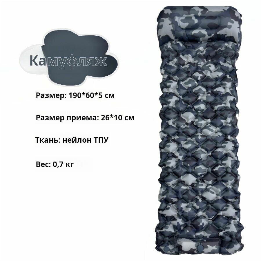 Кемпинговый надувной матрас с функцией двойного самонадувания