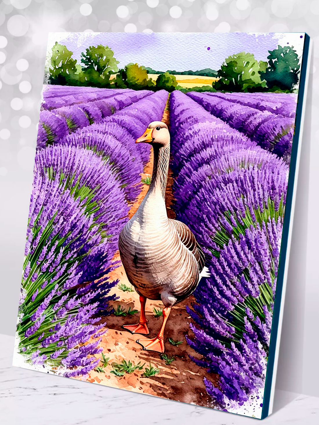 Картина по номерам "Гусь в лаванде" 40х50 см, хлопковый холст на подрамнике, акрил, Hobby Home